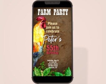 Electronic Rooster Birthday Invitations - Etsy