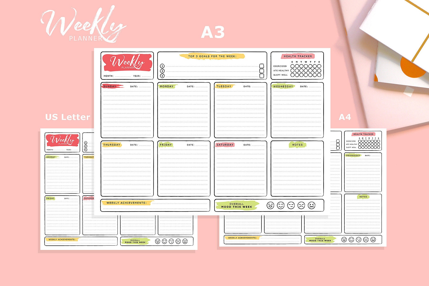 Printable Planner Bundle, Daily Planner, Weekly Planner, Monthly ...