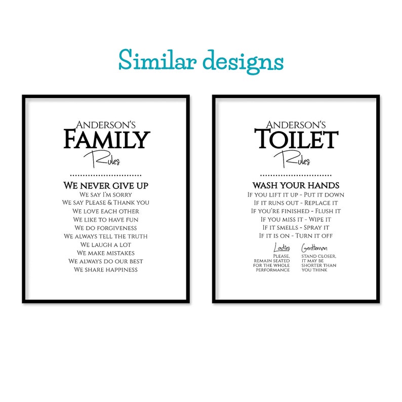 Editable Kitchen Rules Sign, Edit Yourself With Corjl, Kitchen Wall Art ...