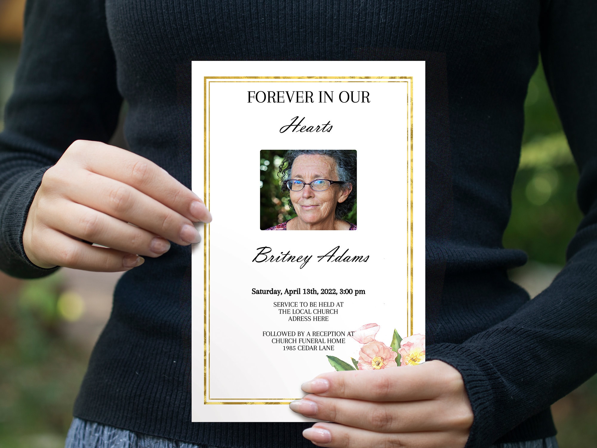 Gold Funeral Program Template, Memorial Program, Celebration of Life ...