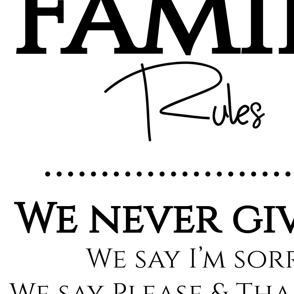 Editable Family Rules Sign, Edit Yourself With Corjl, Family Wall Art ...