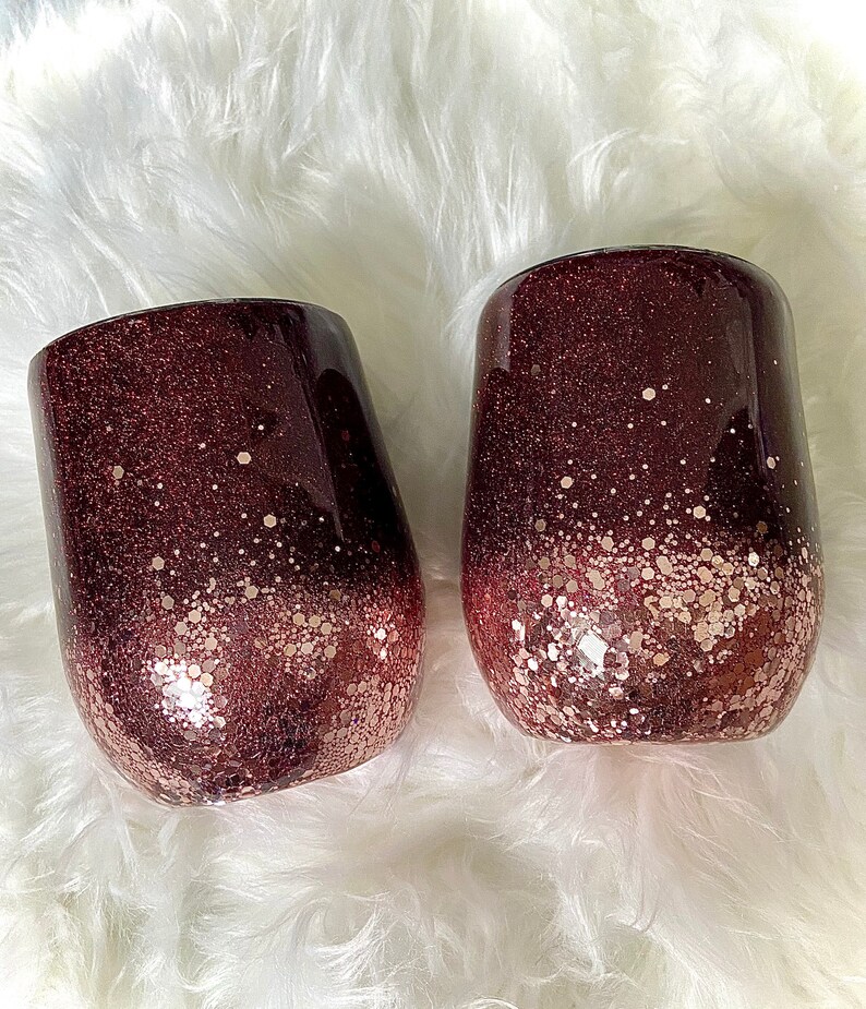Maroon and Rose Gold Wine Cup Rose Gold Glitter Maroon | Etsy