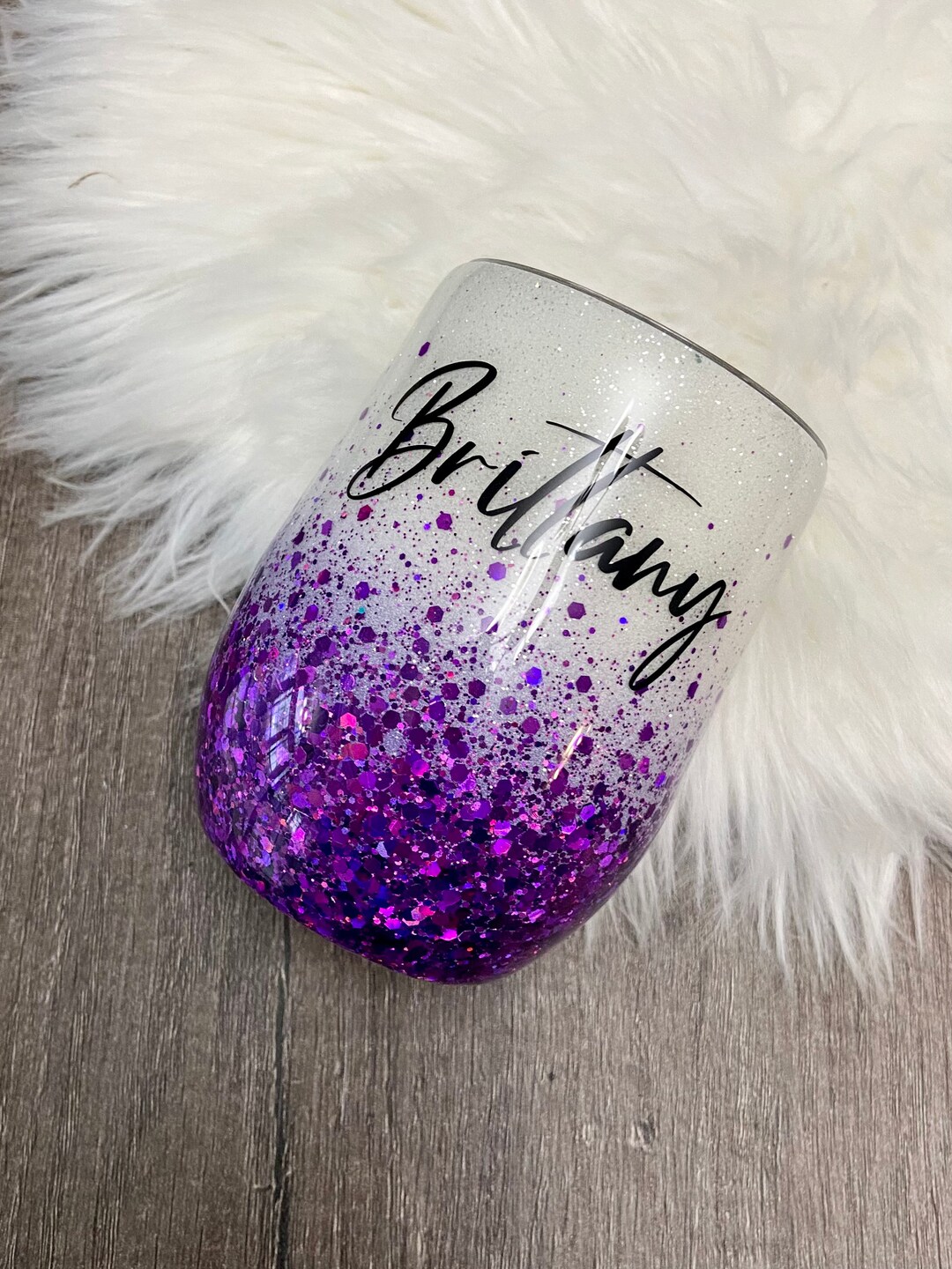 Purple Glitter Wine Cup, White and Purple Glitter Wine Cup ...