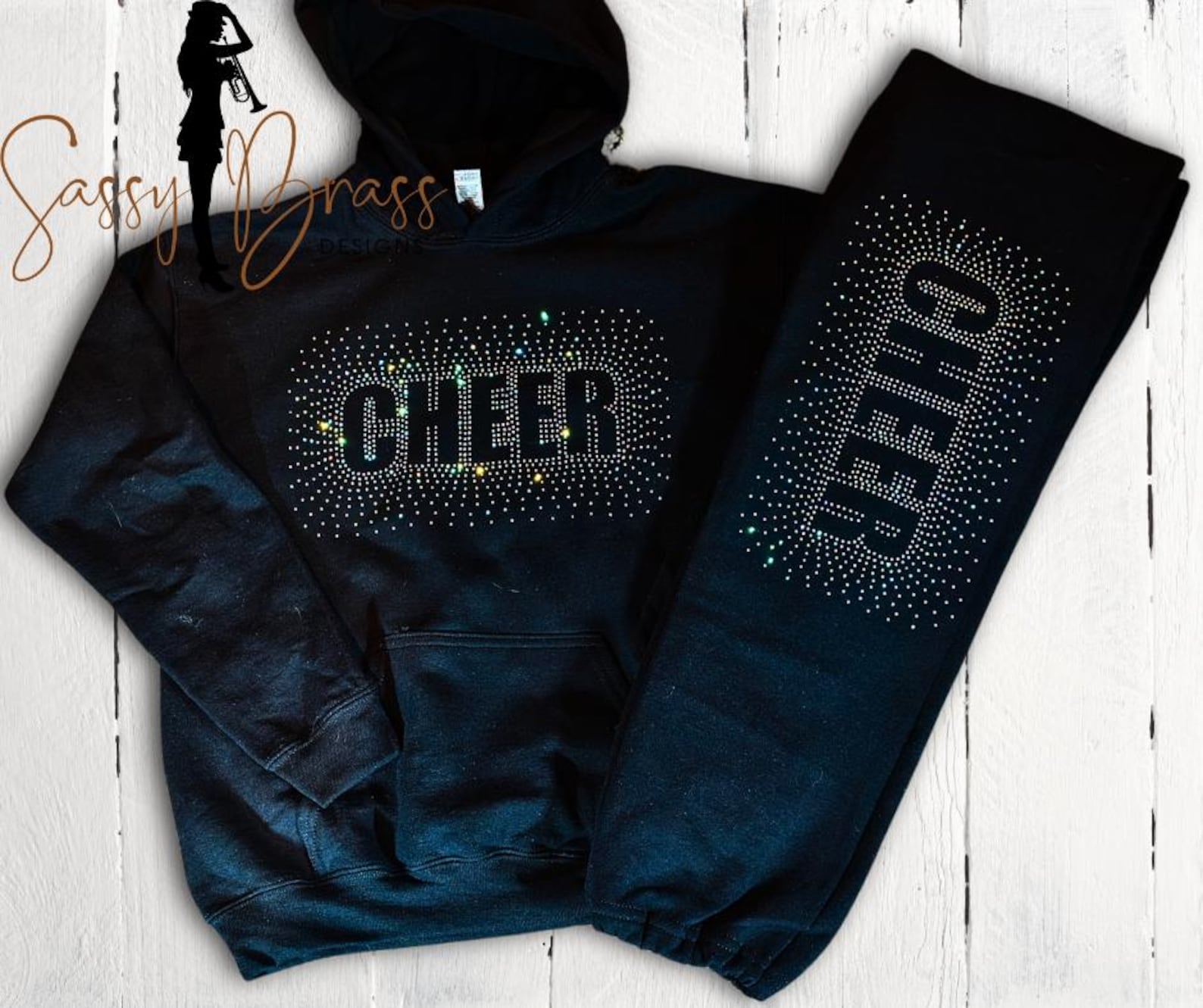 Rhinestone Cheer Sweat Suit/rhinestone Cheer Hoodie/rhinestone Cheer ...