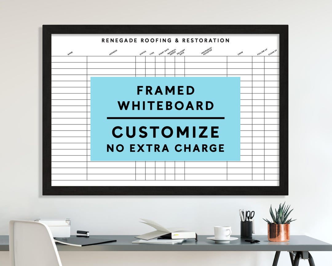 Custom Large Roofing Company Whiteboard | Vertical Dry-erase Acrylic ...