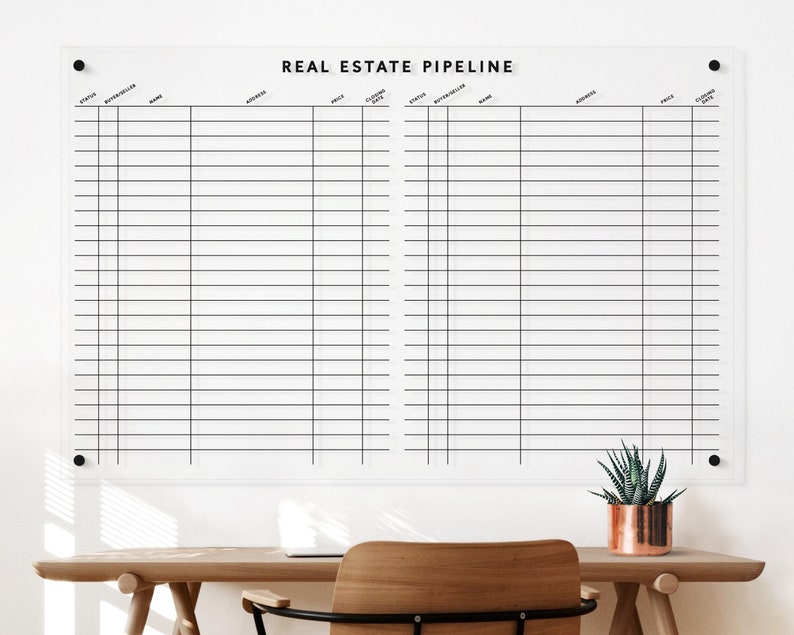 Two-column Clear Acrylic Realtor Pipeline Board |real Estate Tracking ...