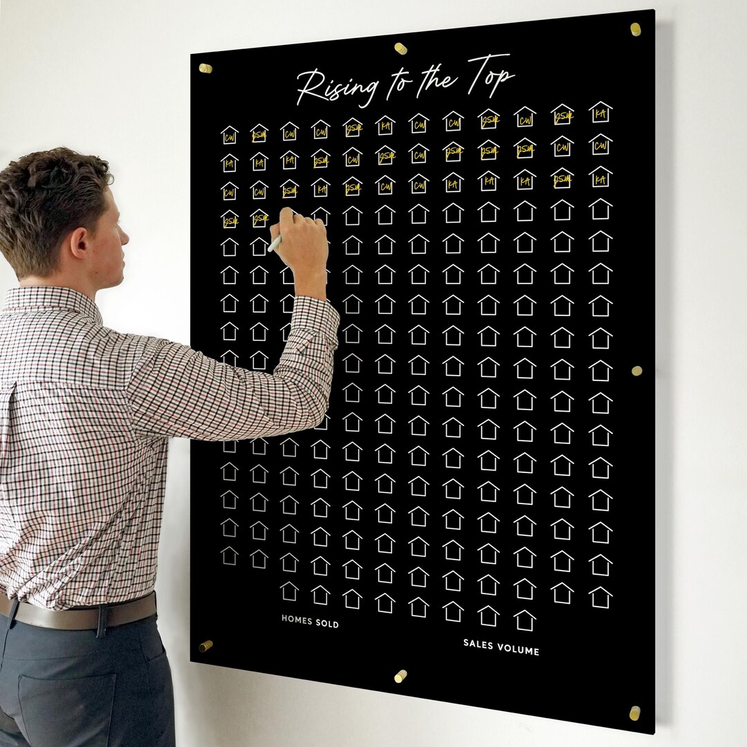 Black Acrylic Real Estate Goal Chart | Sales Tracker | Floating Acrylic ...