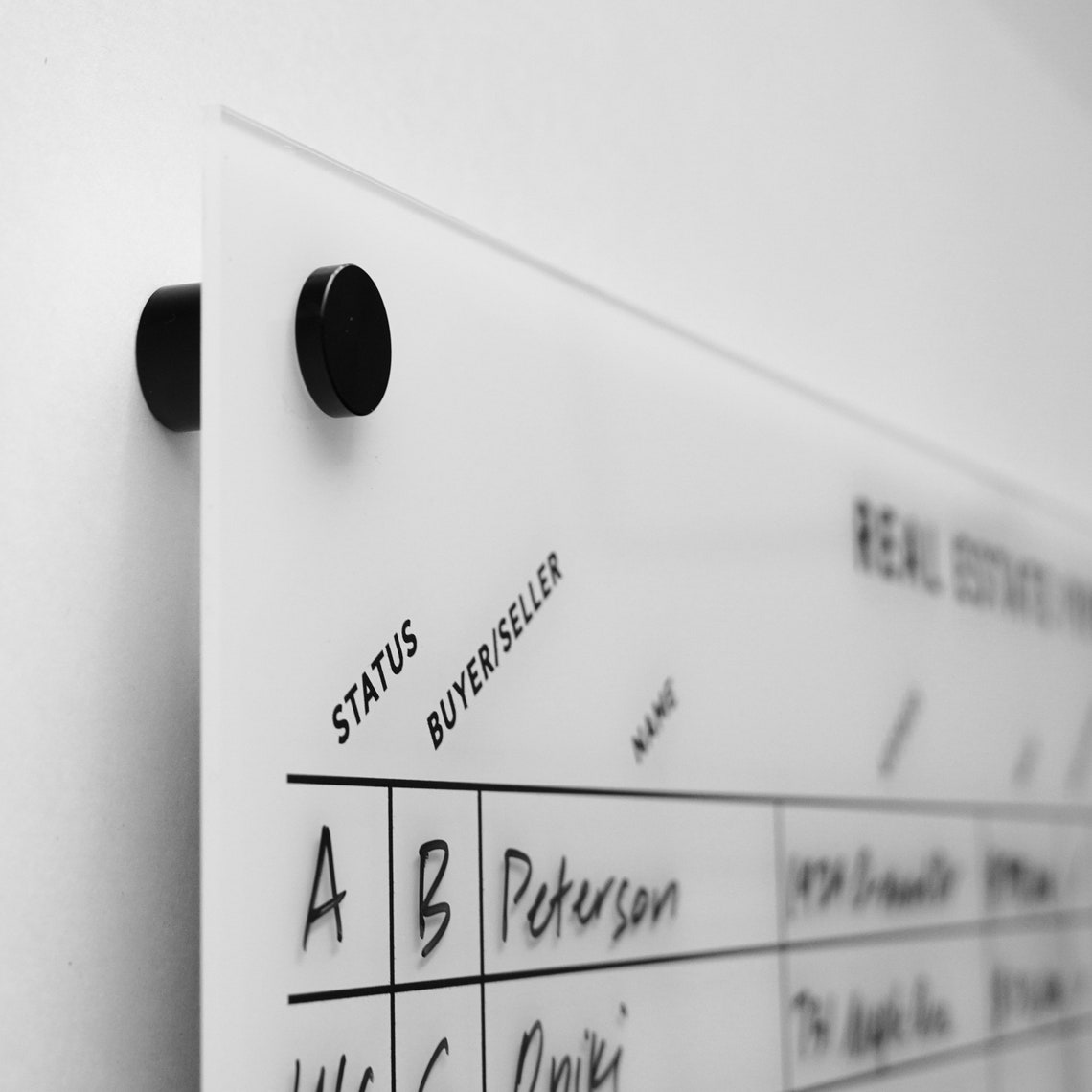 White Acrylic Realtor Whiteboard | Customizable Fonts Dry Erase Real ...