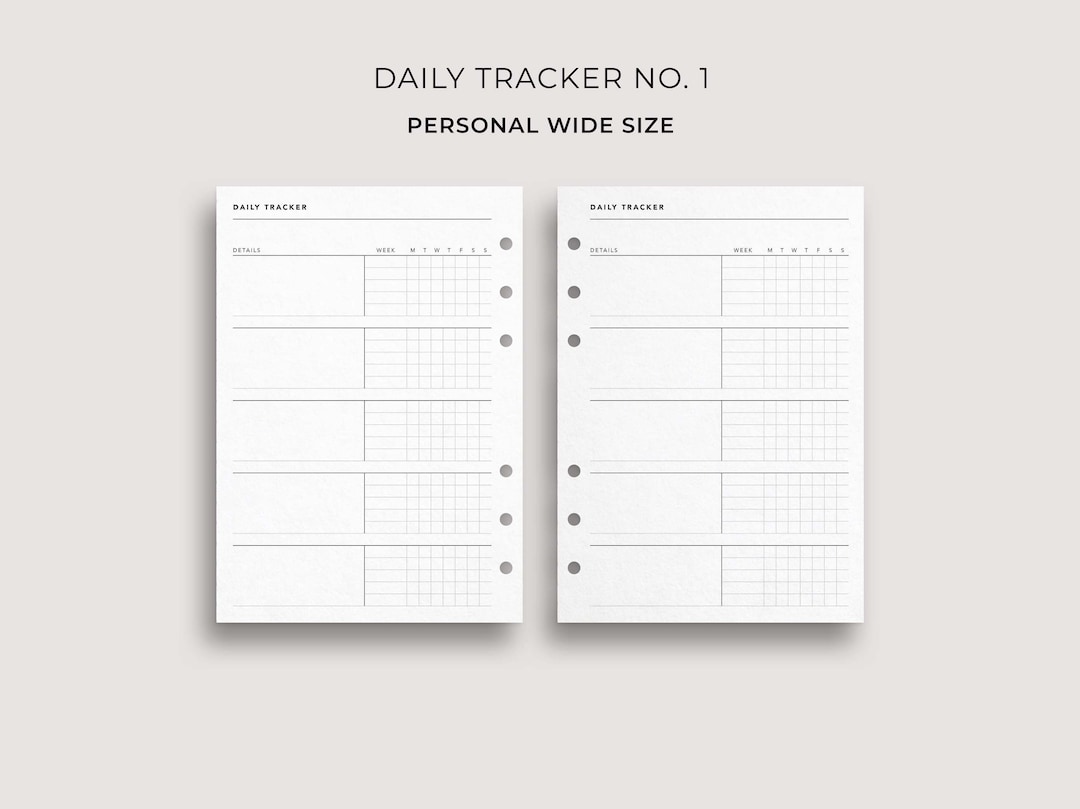 Daily Tracker No. 1, Personal Wide Size Printable Weekly Habit Tracker ...