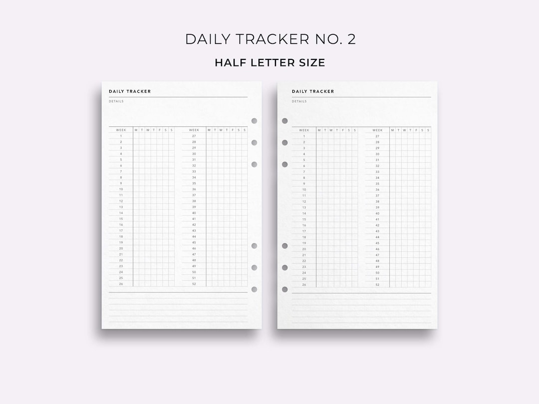 Daily Tracker No. 2 Half Letter Size Printable Daily - Etsy