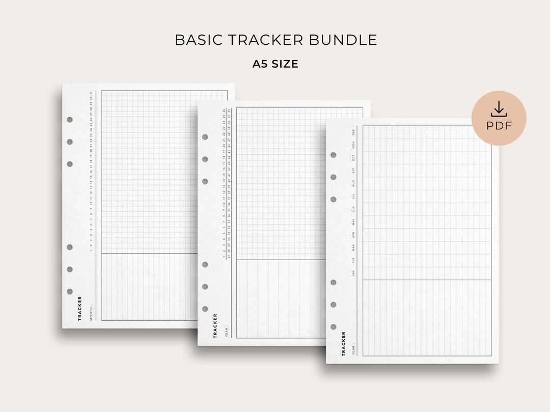 Basic Tracker Bundle A5 Size Printable Daily Tracker - Etsy