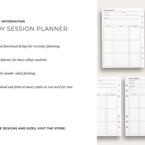 Study Session Planner A5 Size Printable Academic Planner - Etsy