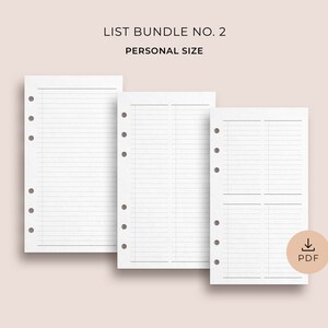Printable List Bundle No. 2 Personal Size Printable to Do - Etsy