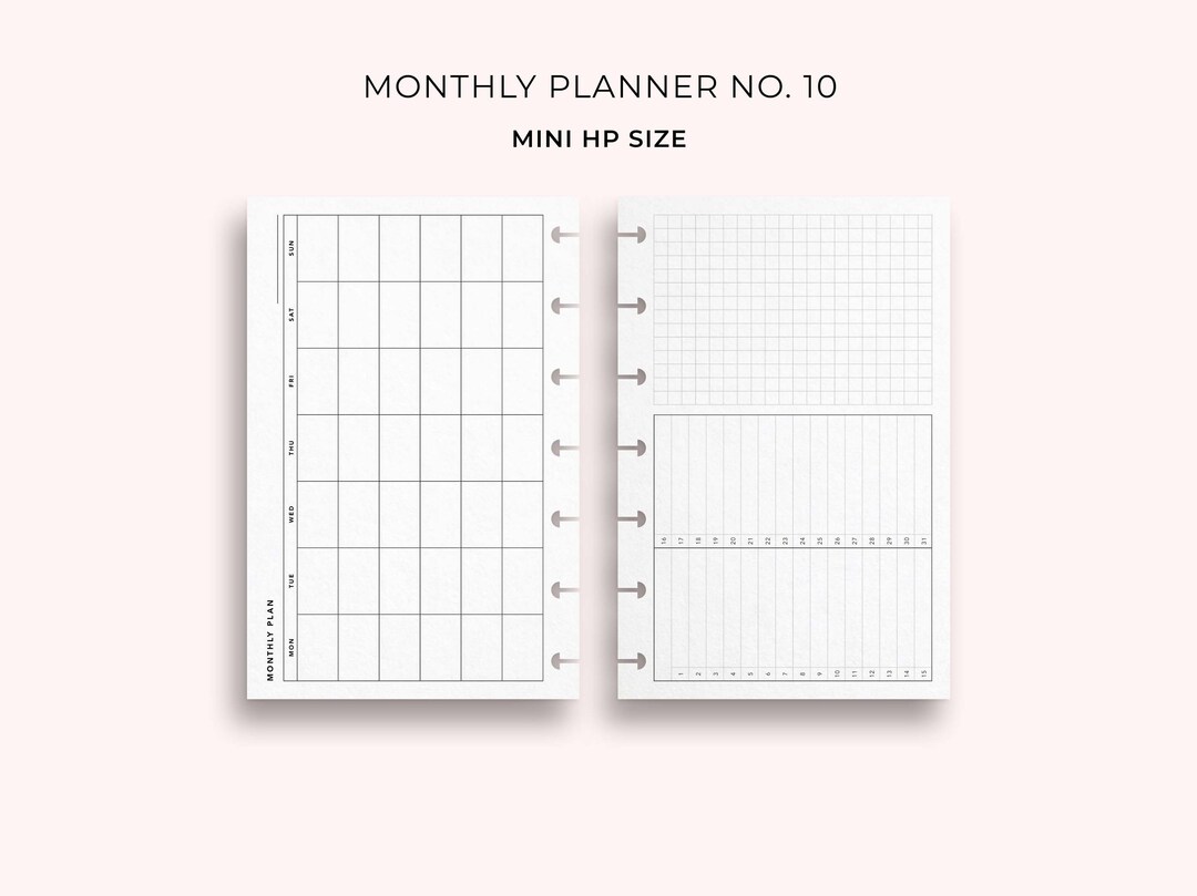 Monthly Planner No. 10 Mini HP Size Printable Monthly - Etsy
