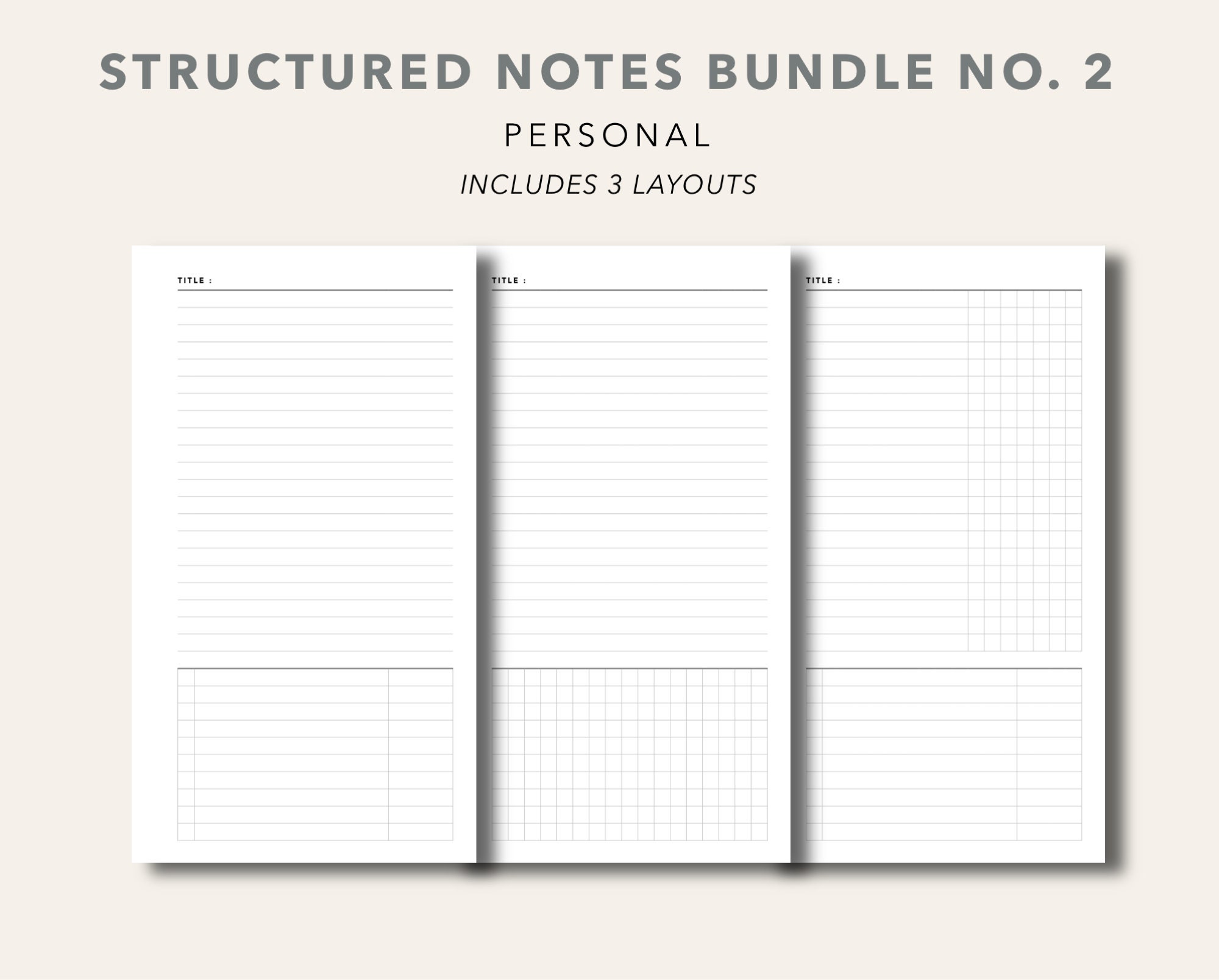 2 Printable Planner Insert A5 Structured Notes Bundle No A5 Minimal ...