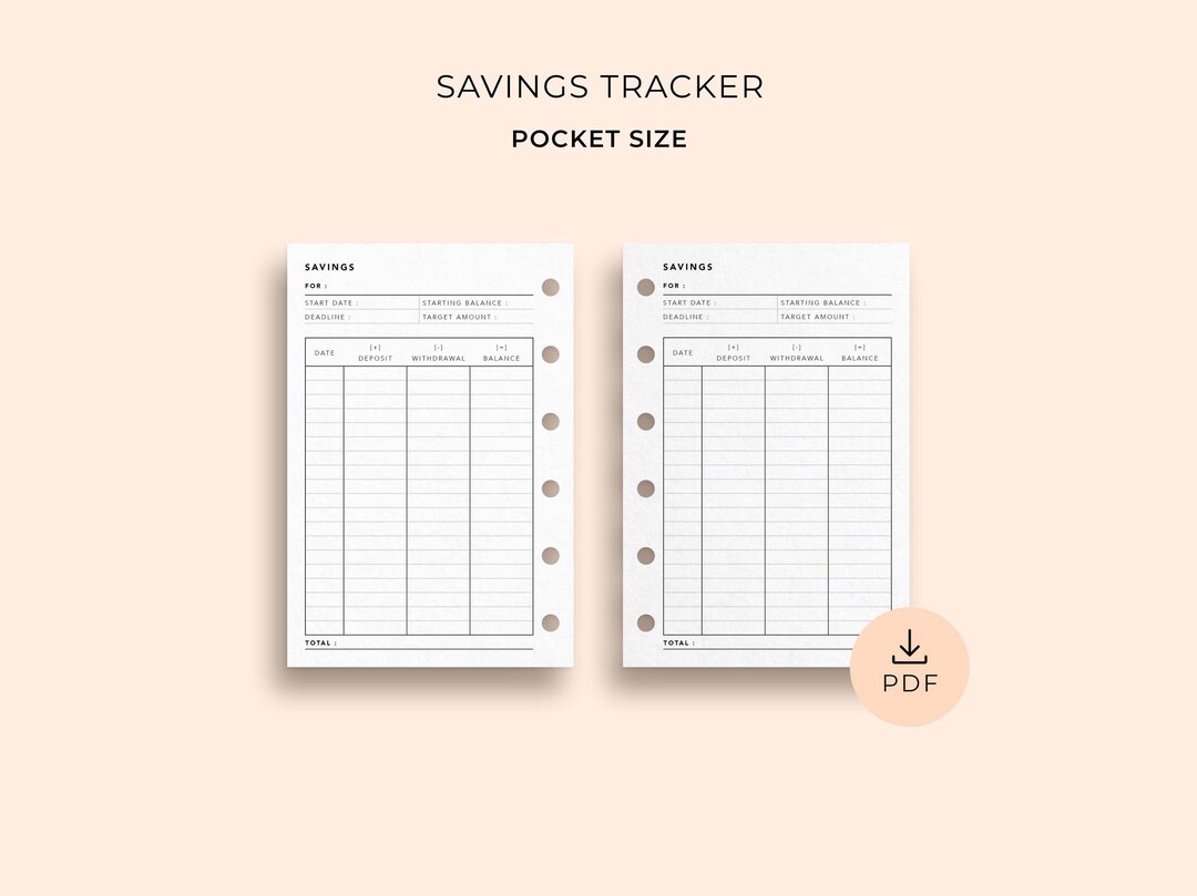 Savings Tracker, Pocket Size Printable Savings Pot Tracker for Holiday ...