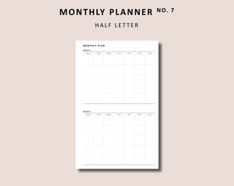 PRINTABLE Half Letter Month on Two Pages Insert Undated - Etsy