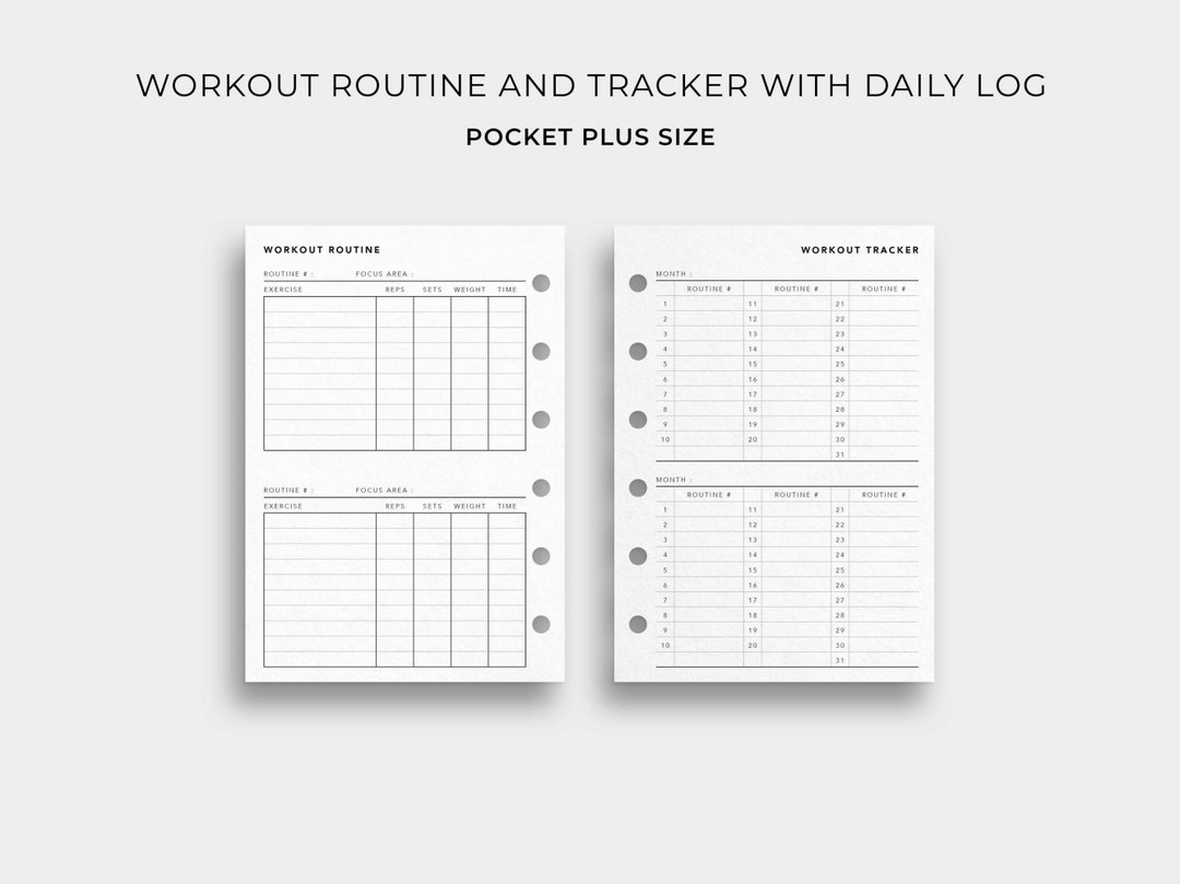 Workout Routine Planner and Tracker With Daily Log, Pocket Plus Size ...