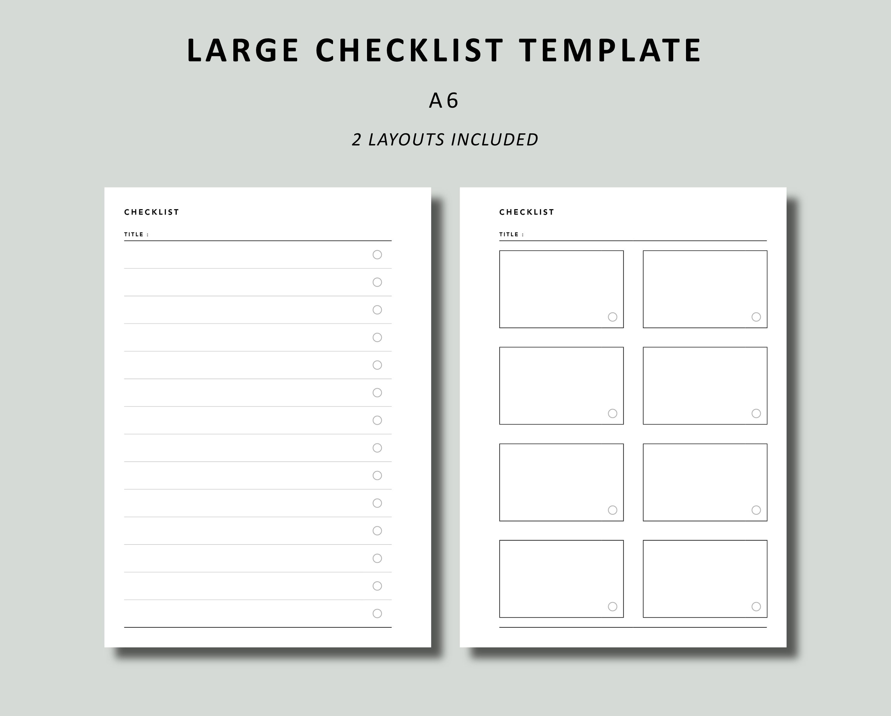 A6 Large Checklist Duo Checklist Template To-do List - Etsy UK