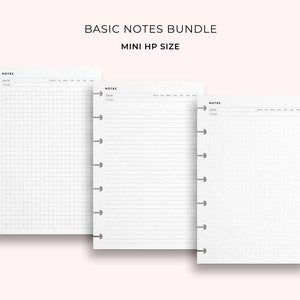 Basic Notes Bundle, Mini HP Size Printable Note Taking Template Pack ...