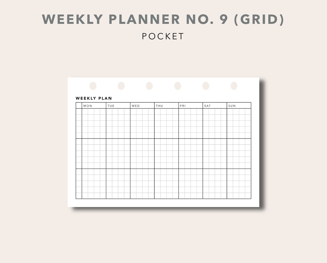 Pocket Weekly Planner No. 9 Grid Design Printable Insert - Etsy