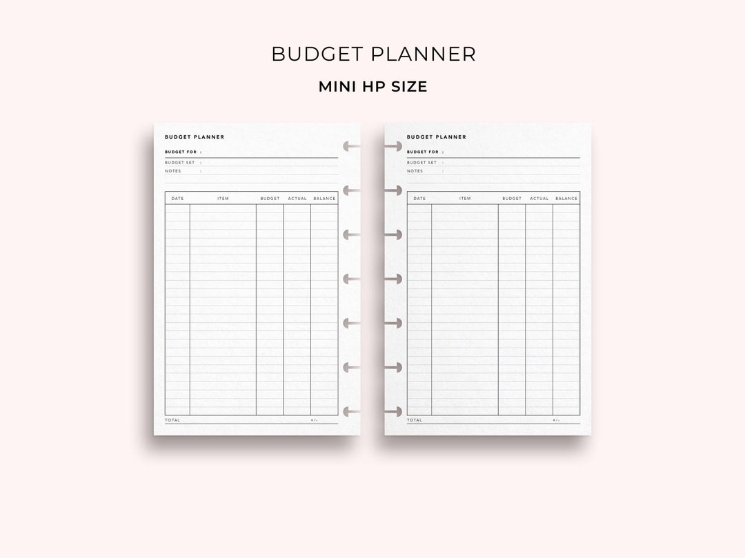 Budget Planner, Mini HP Size Printable Monthly Budget Template, Finance ...