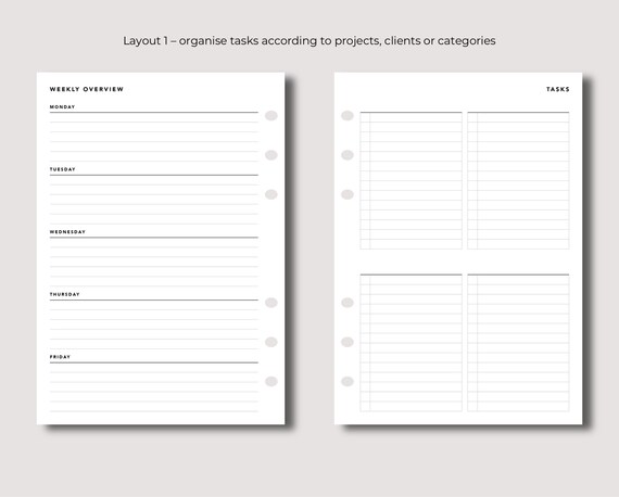 Minimal Planner Printable Work Organizer Personal Wide Work Week ...