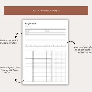 Project Planner Template, A4 Size, Letter Size Printable Work and Group ...