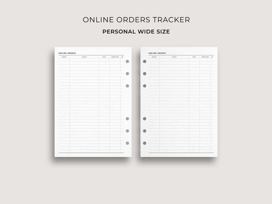 Online Order Tracker Personal Wide Size Printable Online - Etsy