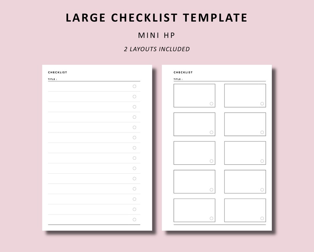 Mini HP Large Checklist Duo Checklist Template To-do List - Etsy Finland