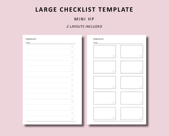 Mini HP Large Checklist Duo Checklist Template To-do List - Etsy Finland