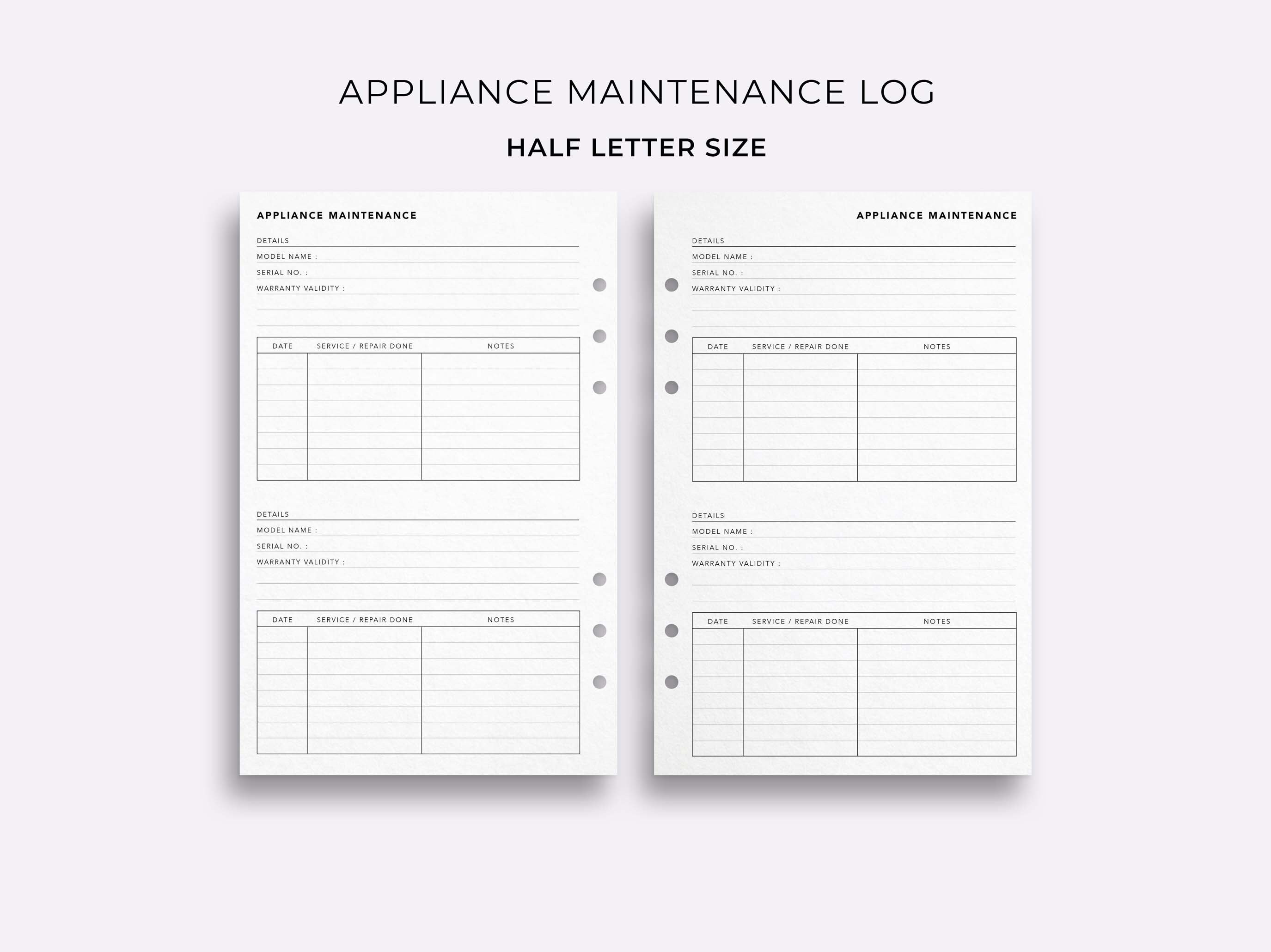 Daily Maintenance Log Sheet Template