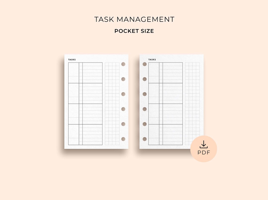 Task Management Tracker, Pocket Size Printable Checklist Template, to ...