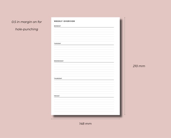 Minimal Planner Printable Work Organizer Personal Wide Work Week ...