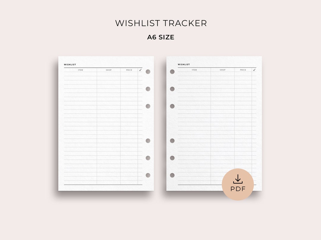 Wishlist Tracker, A6 Size Printable Shopping List Tracker, Christmas ...