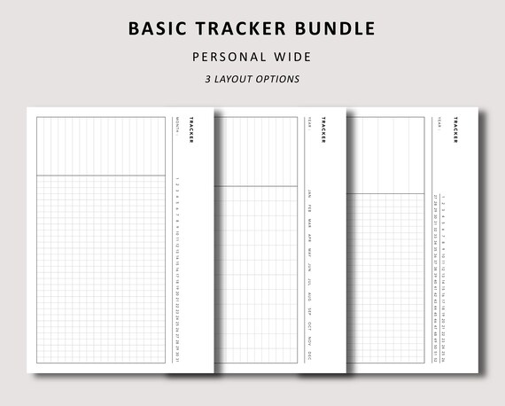 Personal Wide Basic Tracker Bundle Daily Weekly Monthly | Etsy