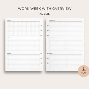 Weekly Planner for Work With Overview, A5 Size Printable Monday to ...