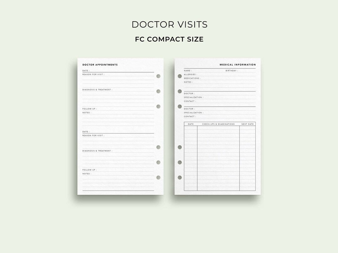 Doctors Appointment Log and Medical Planner, FC Compact Size Printable ...