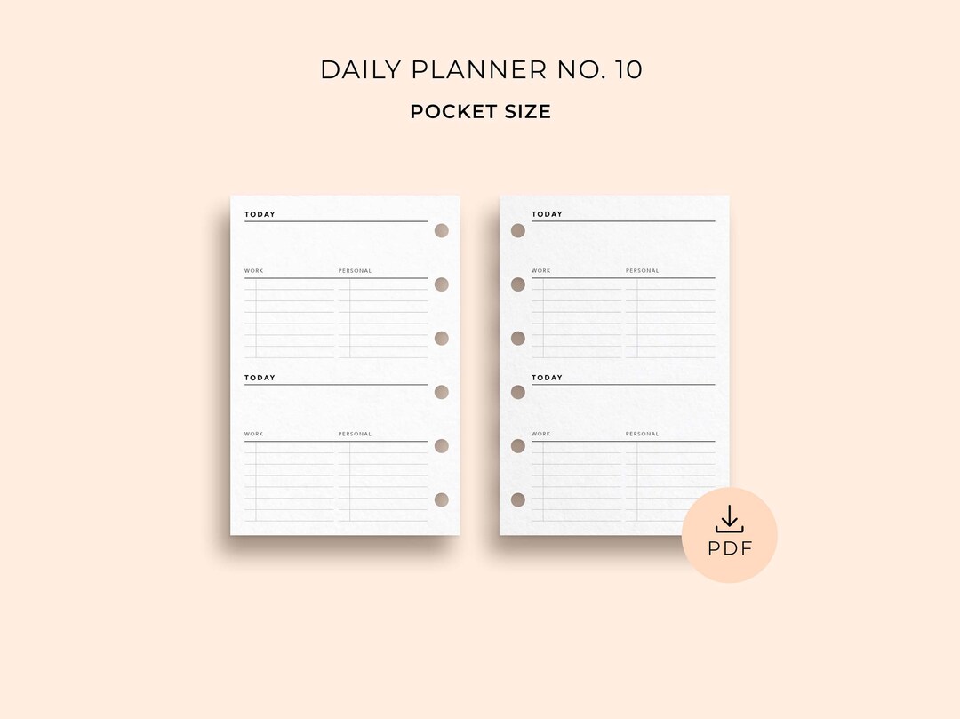 Daily Planner No. 10 Pocket Size Printable Daily Work - Etsy