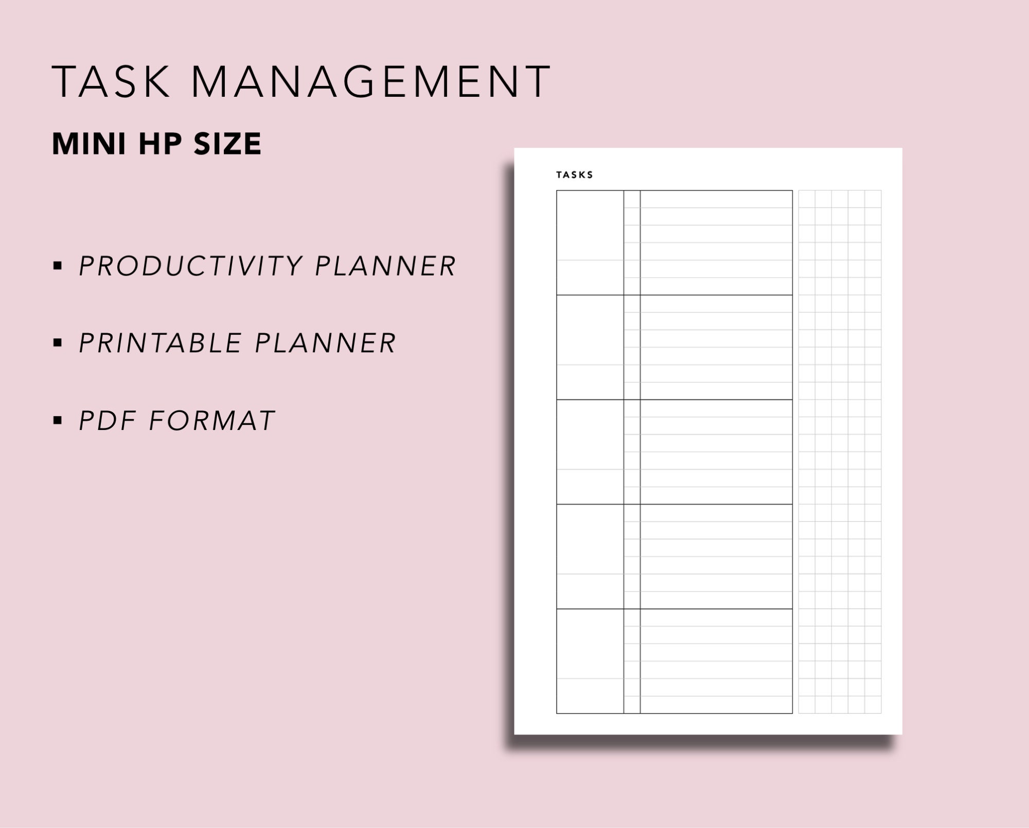 Paper Calendars & Planners NEW Mini HP PRINTABLE Quadrant Task List ...