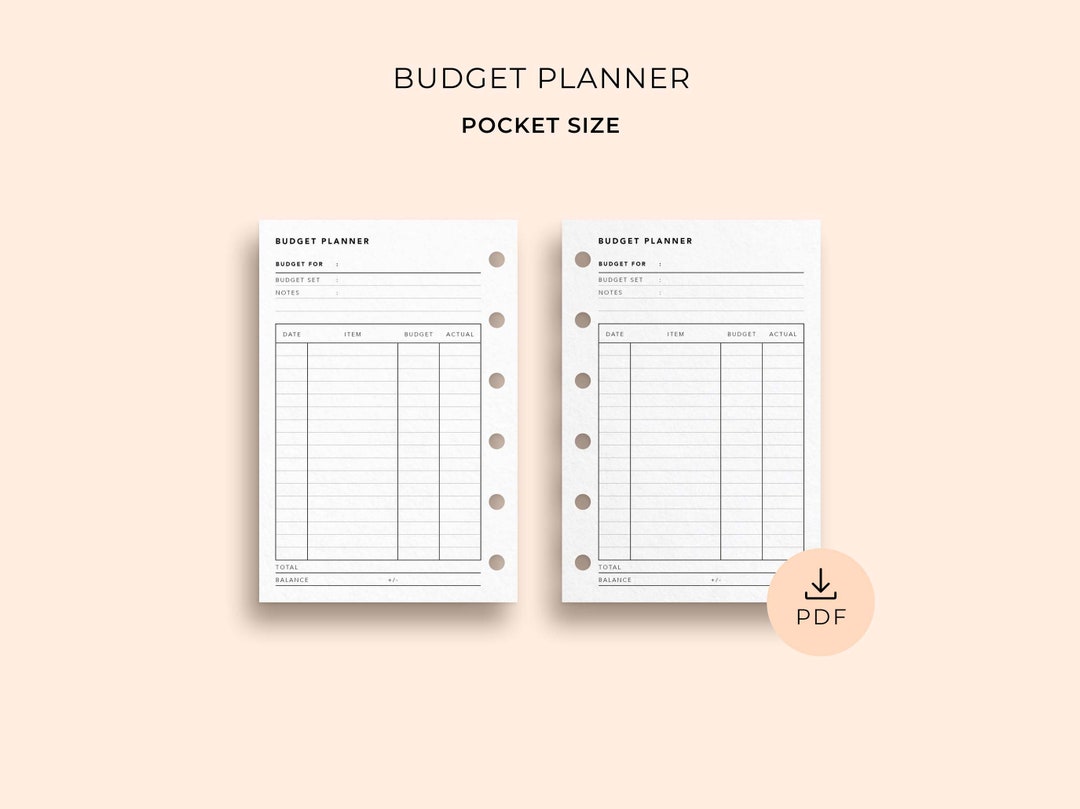 Budget Planner, Pocket Size Printable Monthly Budget Template, Finance ...