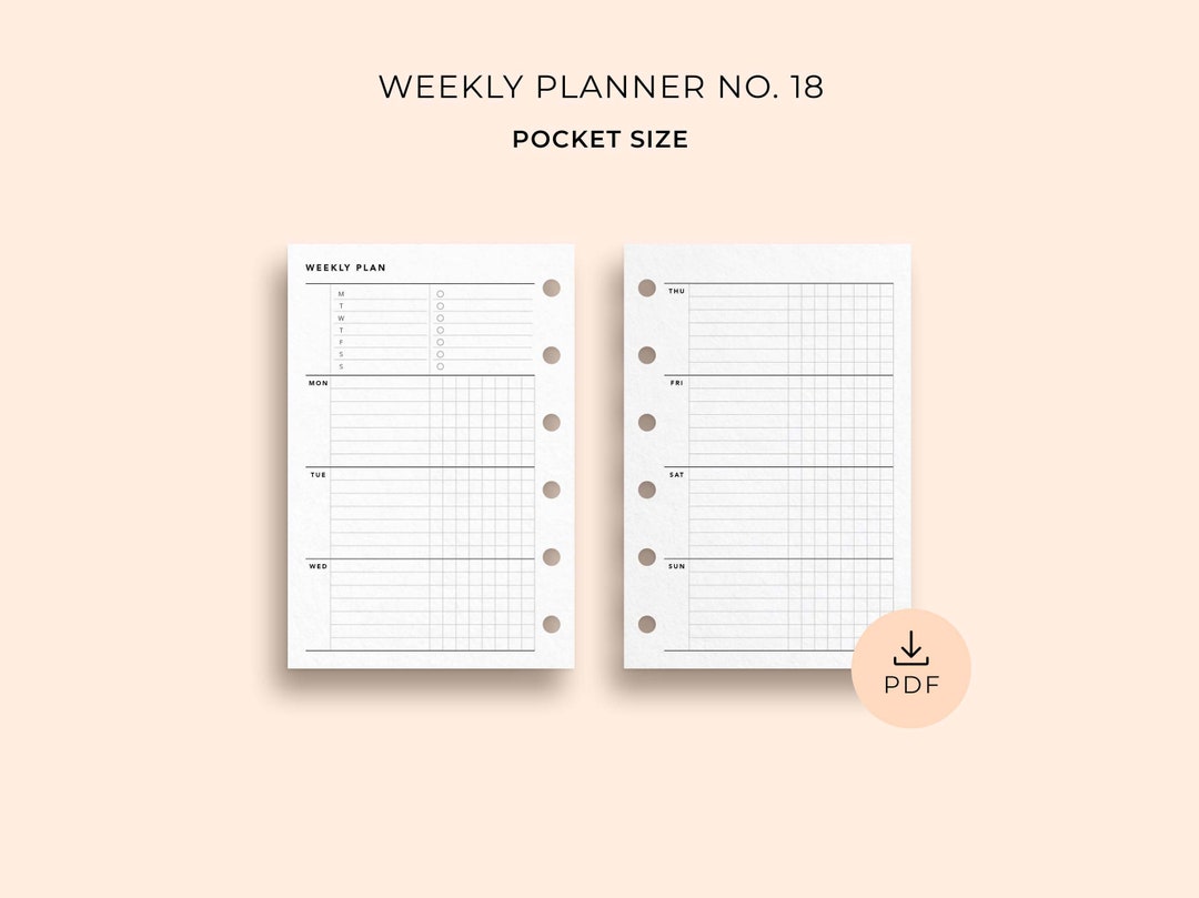 Weekly Planner No. 18, Pocket Size Printable Weekly Agenda Diary ...