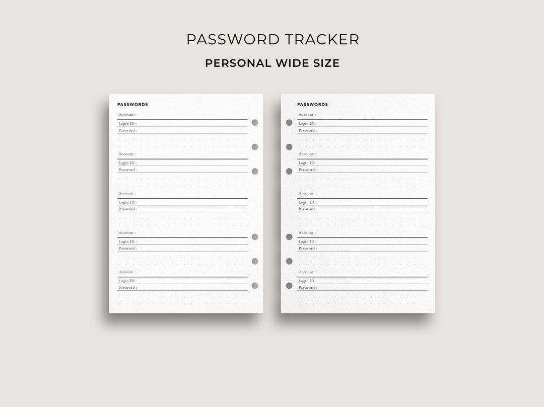 Password Tracker, Personal Wide Size Printable Password Keeper, Account ...