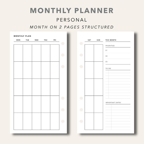 Minimal Planner Printable Work Organizer Personal Wide Work Week ...