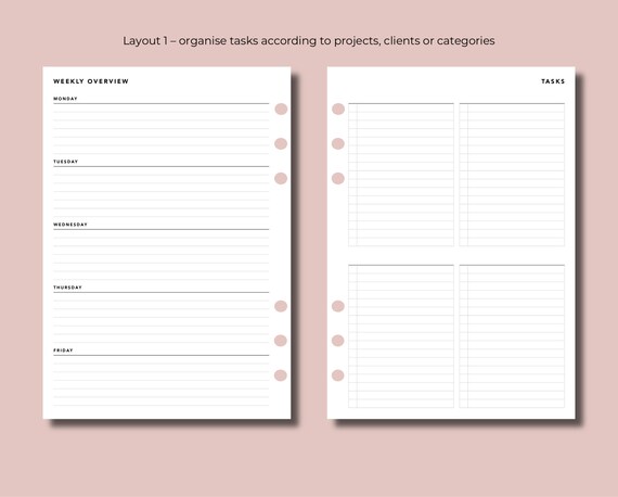 Minimal Planner Printable Work Organizer Personal Wide Work Week ...