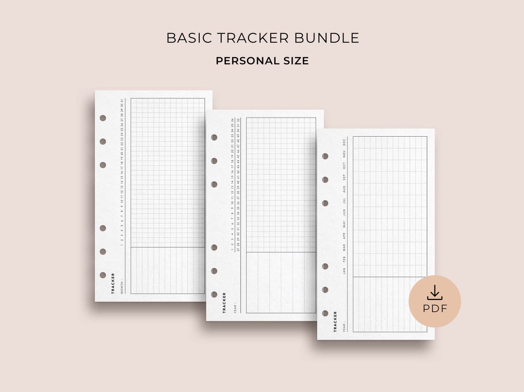 Basic Tracker Bundle, Personal Size Printable Daily, Weekly, Monthly ...
