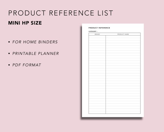 Mini HP Product Reference List Printable Planner Insert - Etsy
