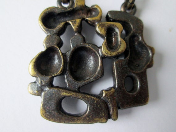 Brutalist modernist abstract 1970s pendant necklace, … - Gem