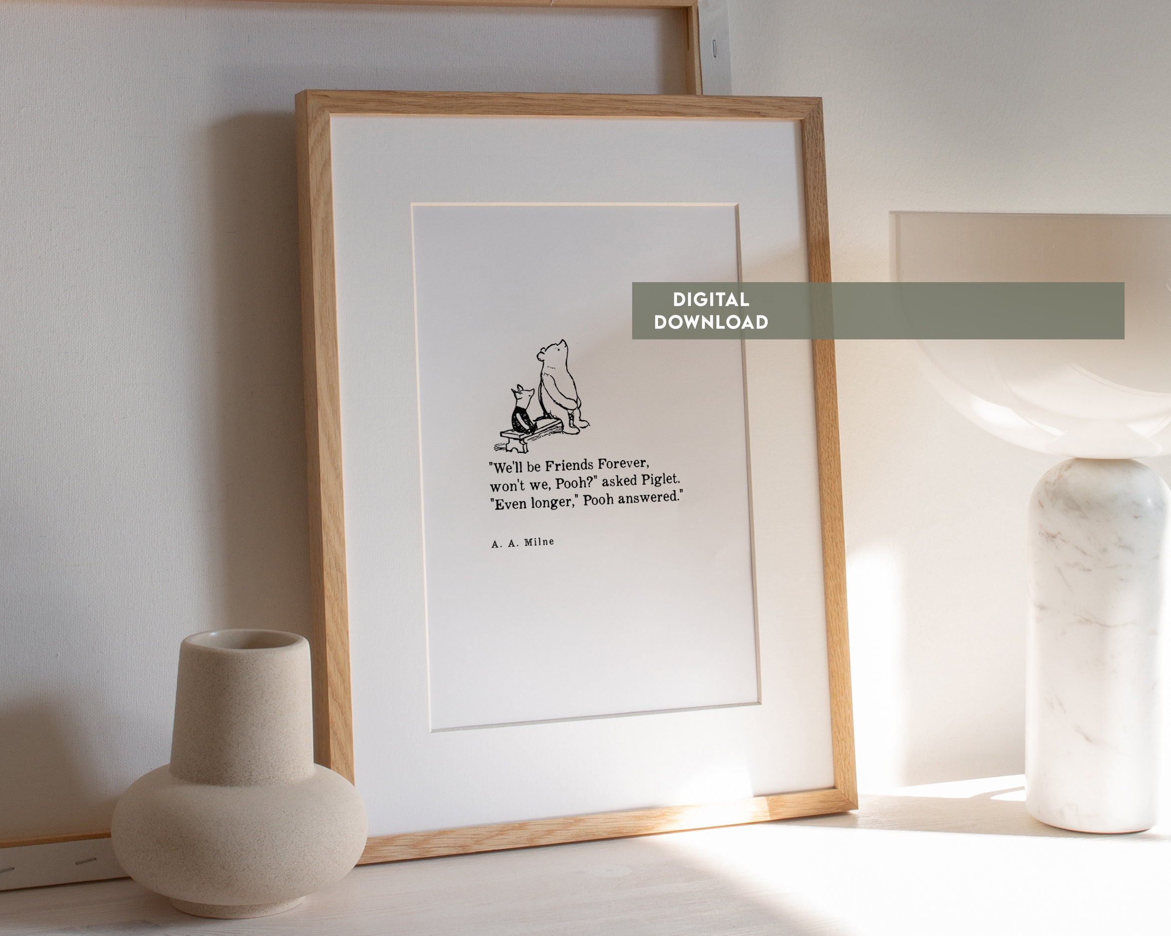 Minimalist Winnie the Pooh Print, INSTANT DOWNLOAD, Birth, Christening ...