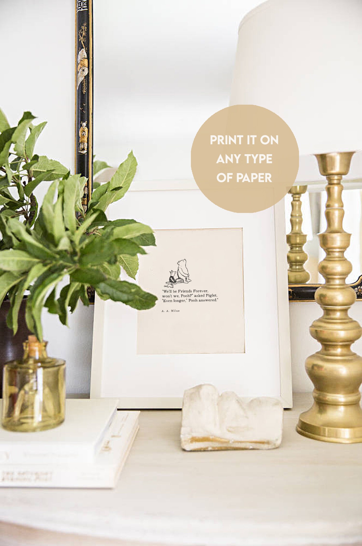 Minimalist Winnie the Pooh Print, INSTANT DOWNLOAD, Birth, Christening ...